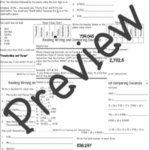 Reading Writing and Comparing Decimals Worksheets 5th Grade Math ...