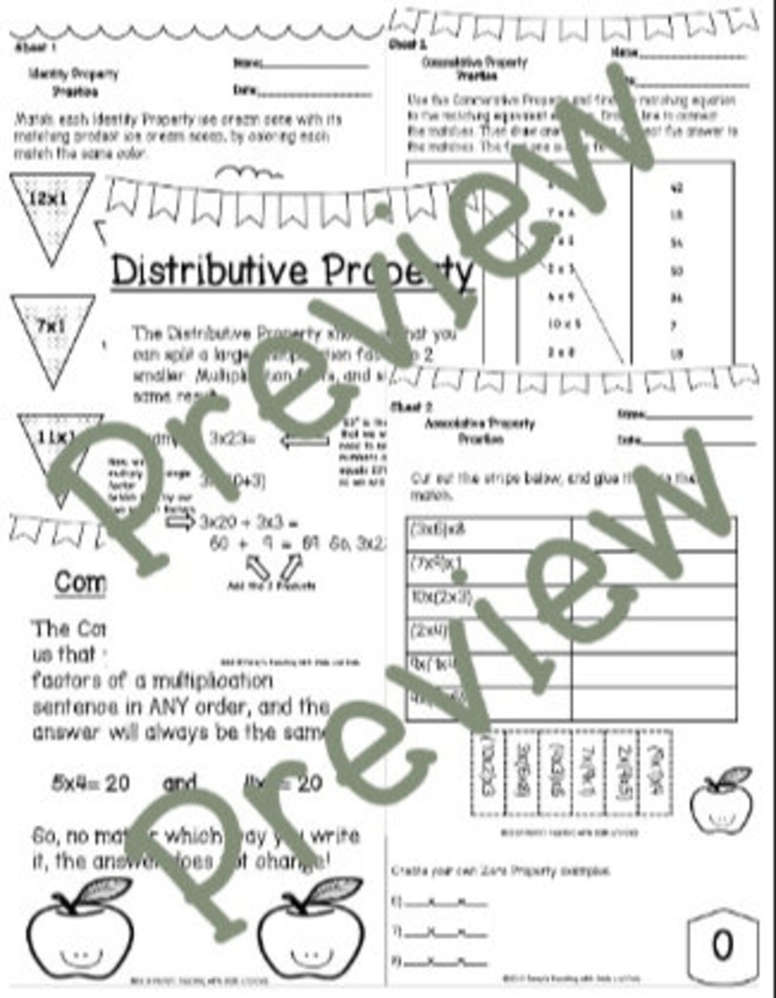 Properties of Multiplication 3rd Grade Math Worksheets - Etsy
