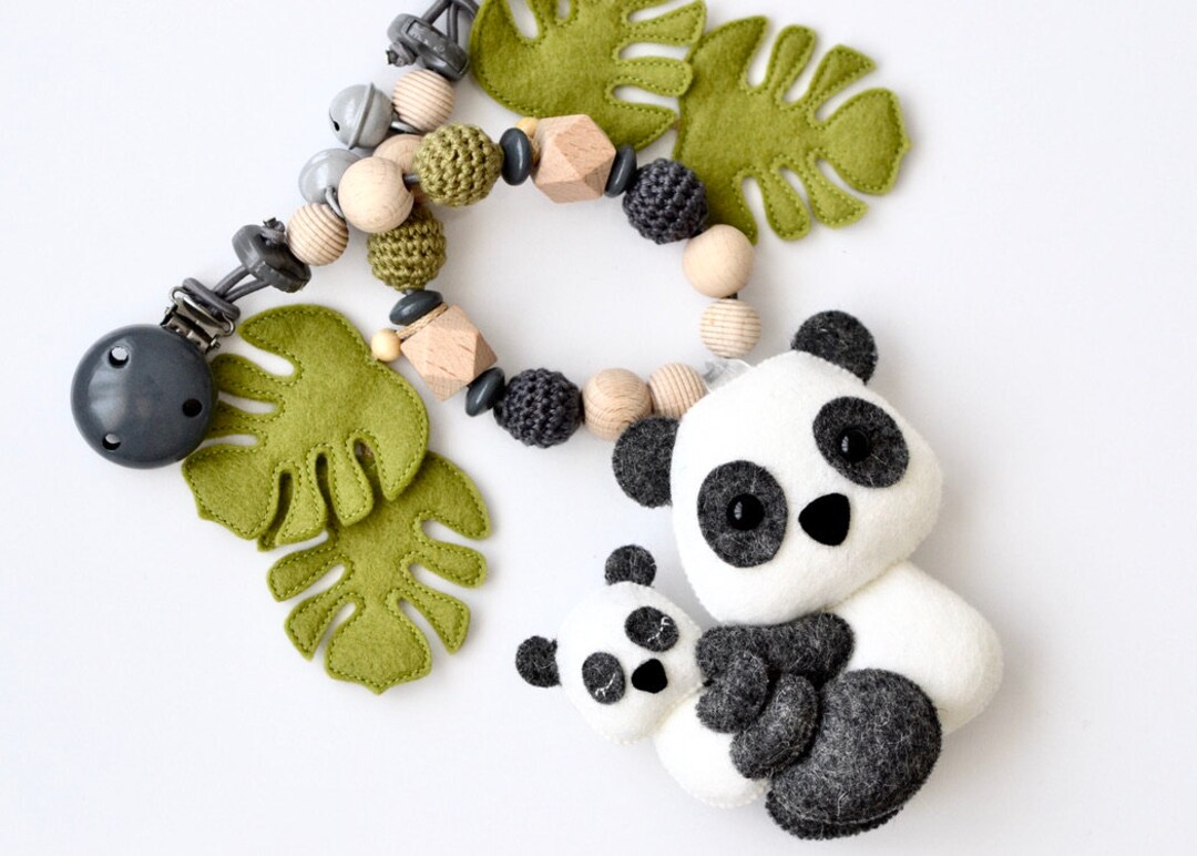 Pram Chain Panda Bear Made of 100% Wool Felt - Etsy