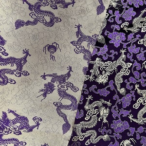 Purple and Gold Dragon Design Fabric - Etsy