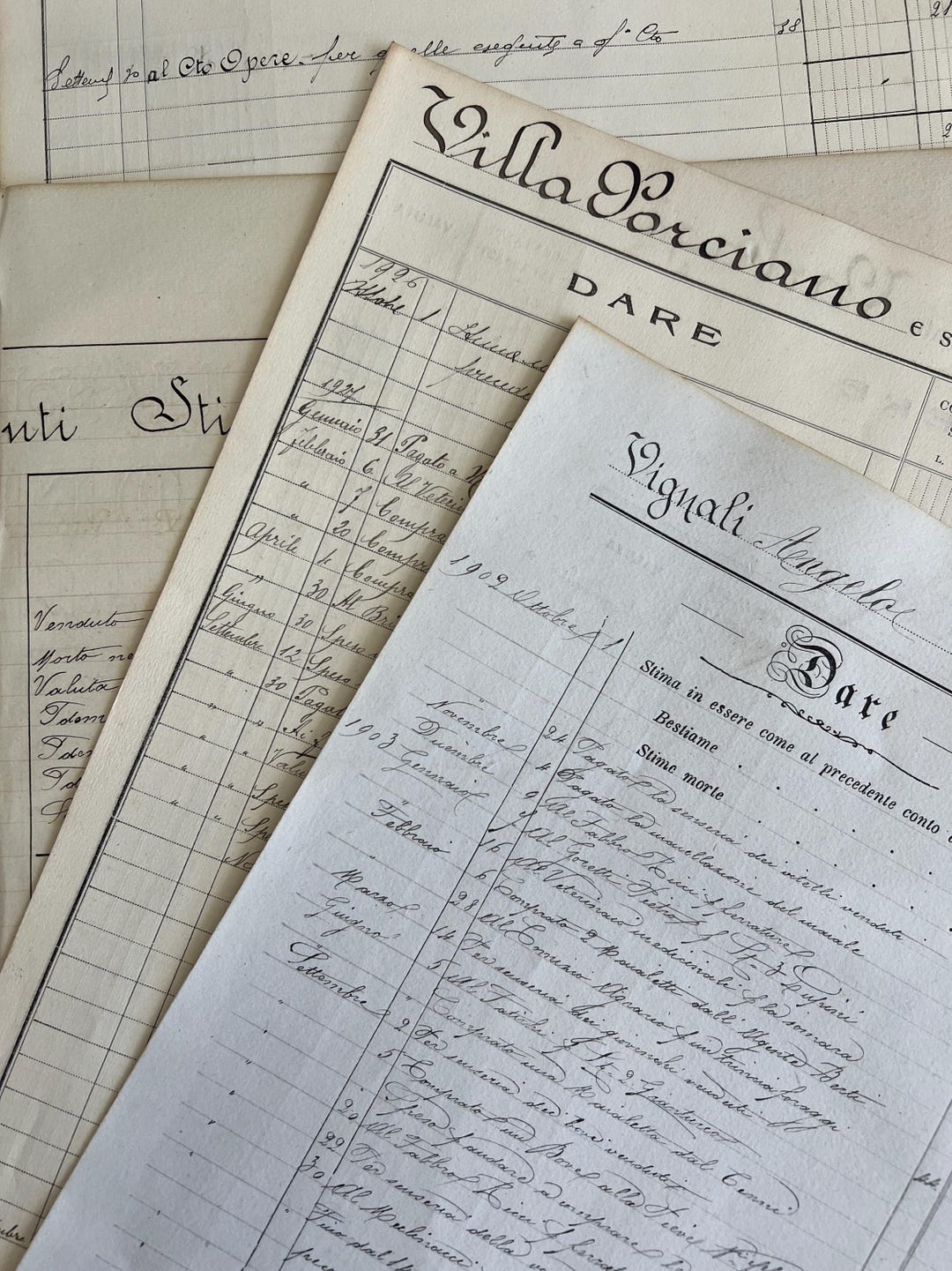 6 Different Antique Italian Ledger Pages - Etsy