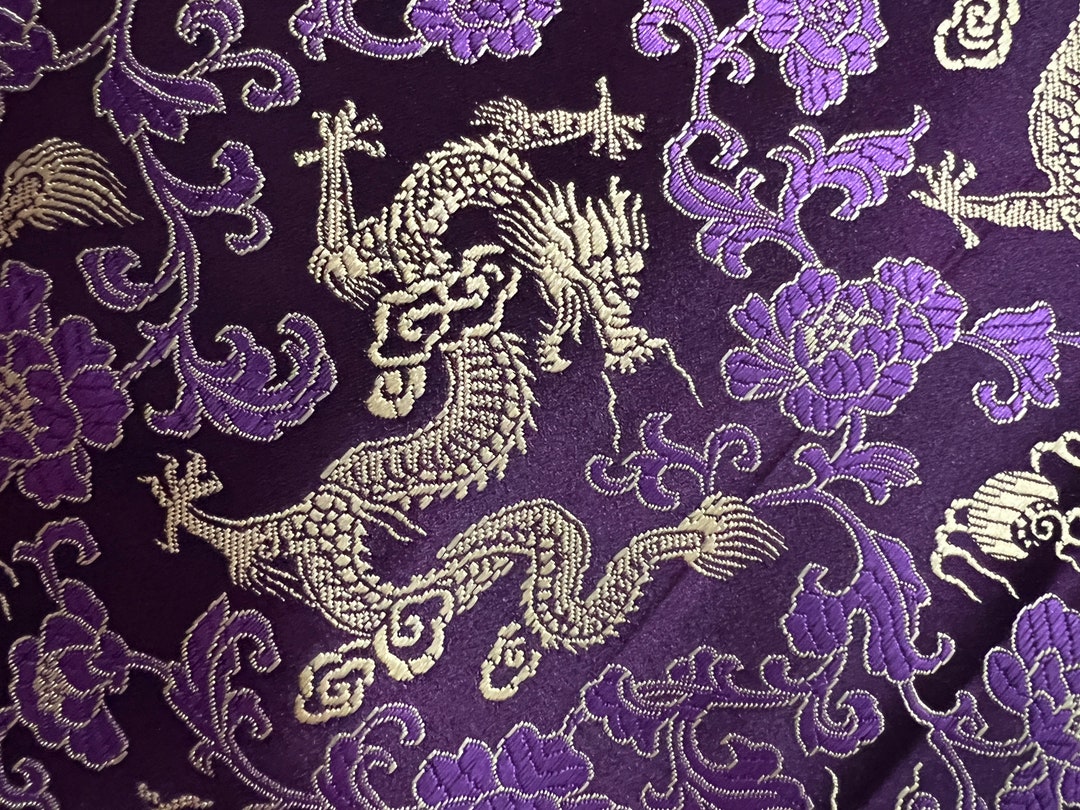 Purple and Gold Dragon Design Fabric - Etsy