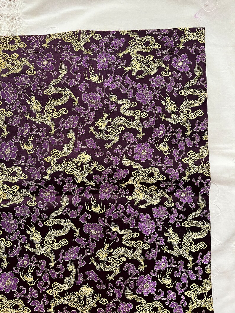 Purple and Gold Dragon Design Fabric - Etsy