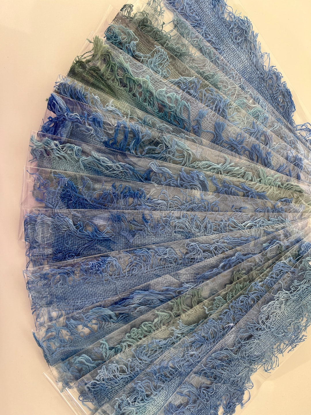 Light Blue Fuzzy Cotton Trim - Variegated to Green - Etsy