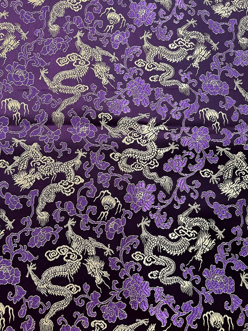 Purple and Gold Dragon Design Fabric - Etsy