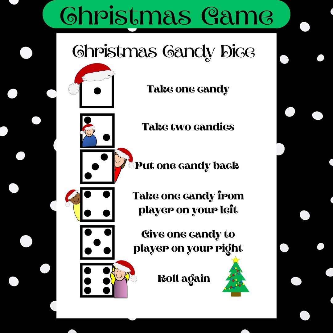 Game Fun Christmas Candy Roll the Dice Group Game Printable Roll the ...