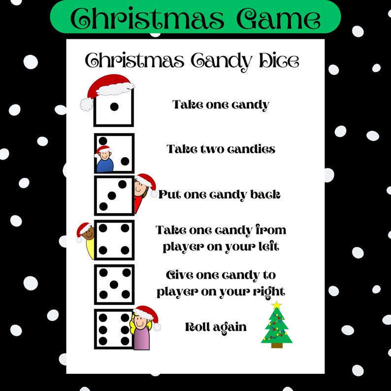 Game Fun Christmas Candy Roll the Dice Group Game Printable Roll the ...