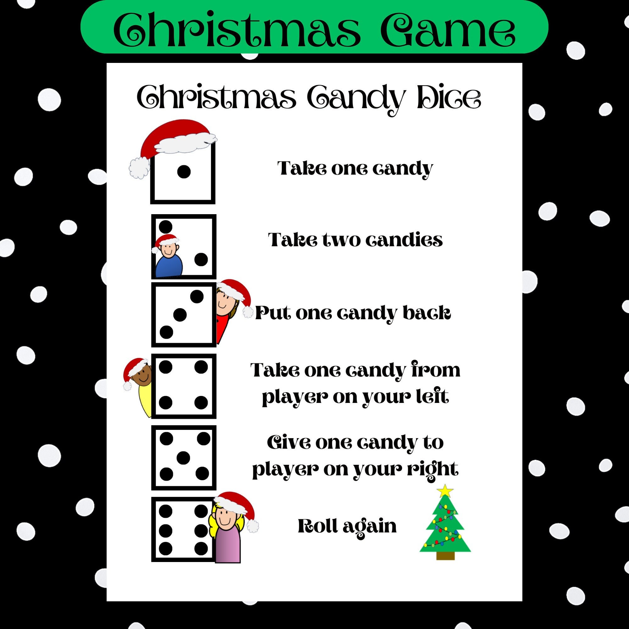 Game Fun Christmas Candy Roll the Dice Group Game Printable Roll the ...