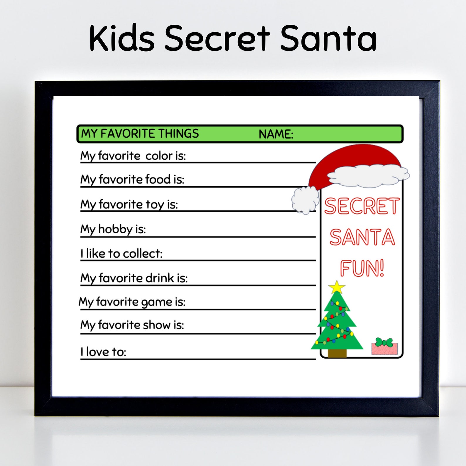 Cute Secret Santa Template Fun Printable Christmas Gifting Kids Party ...