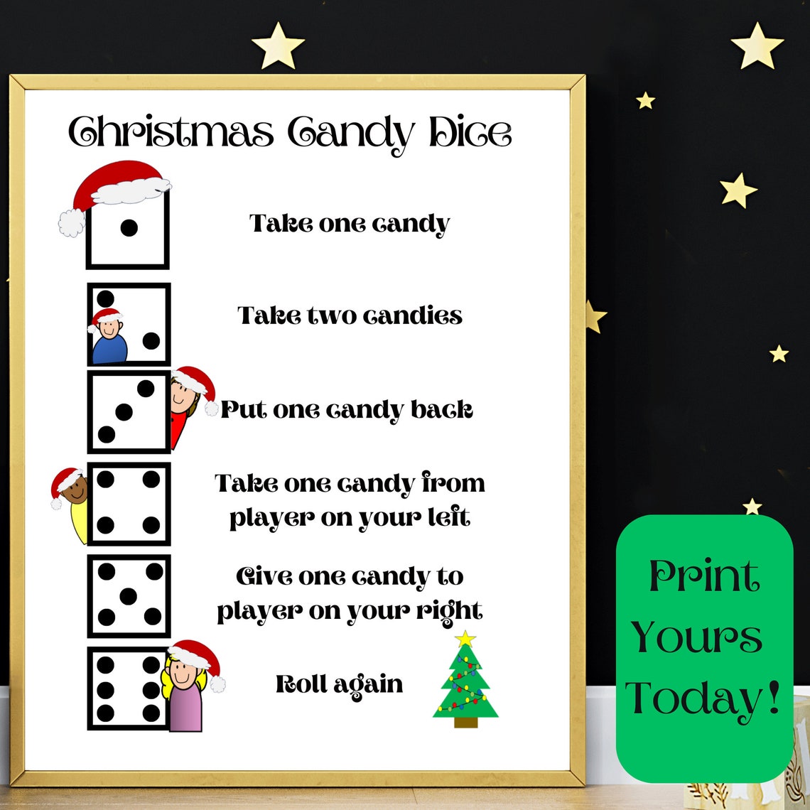 Game Fun Christmas Candy Roll the Dice Group Game Printable Roll the ...