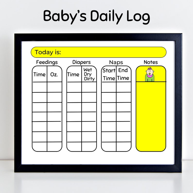Baby Daily Log Printable Infant Daily Schedule and Babysitter Report ...