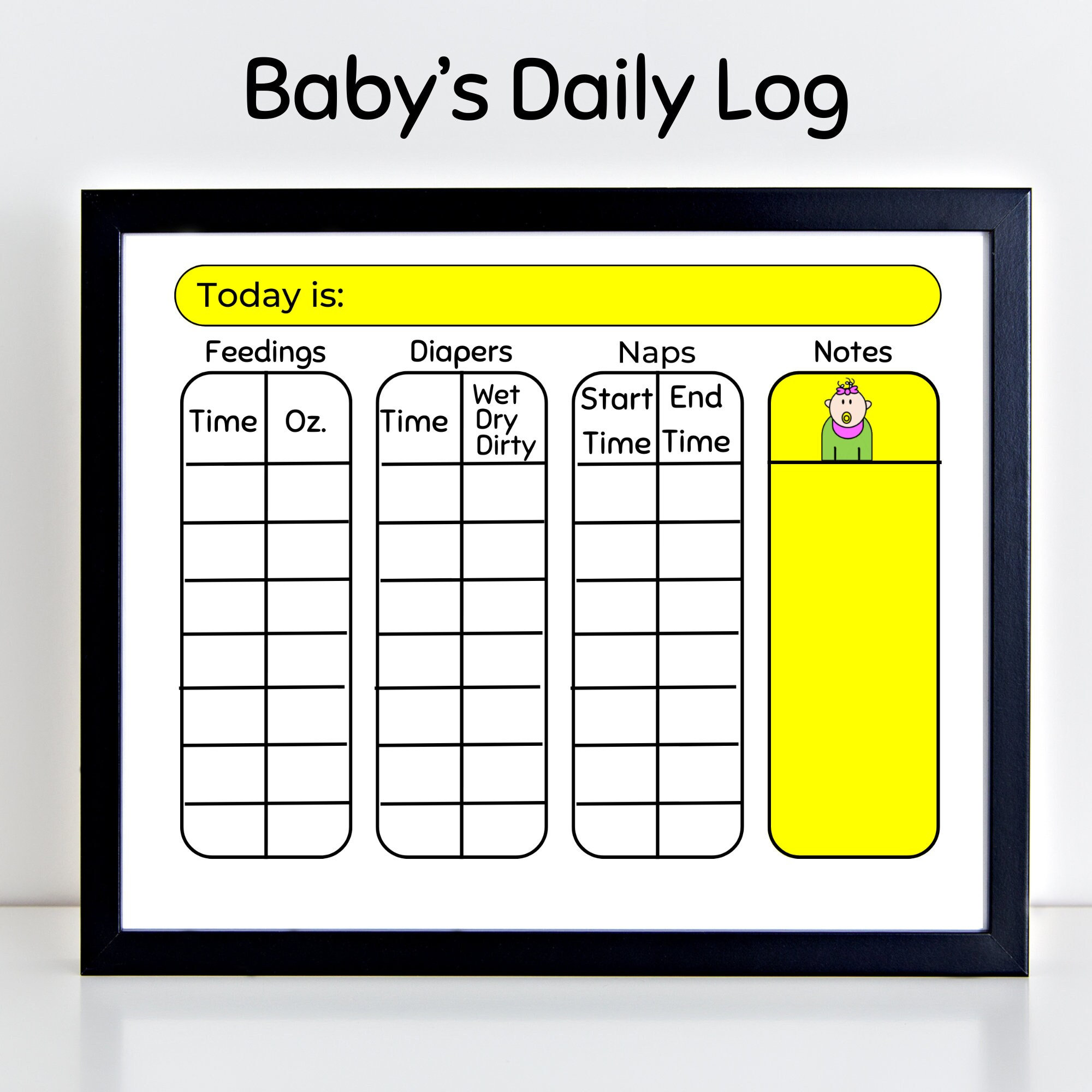 Baby Daily Log Printable Infant Daily Schedule and Babysitter Report ...