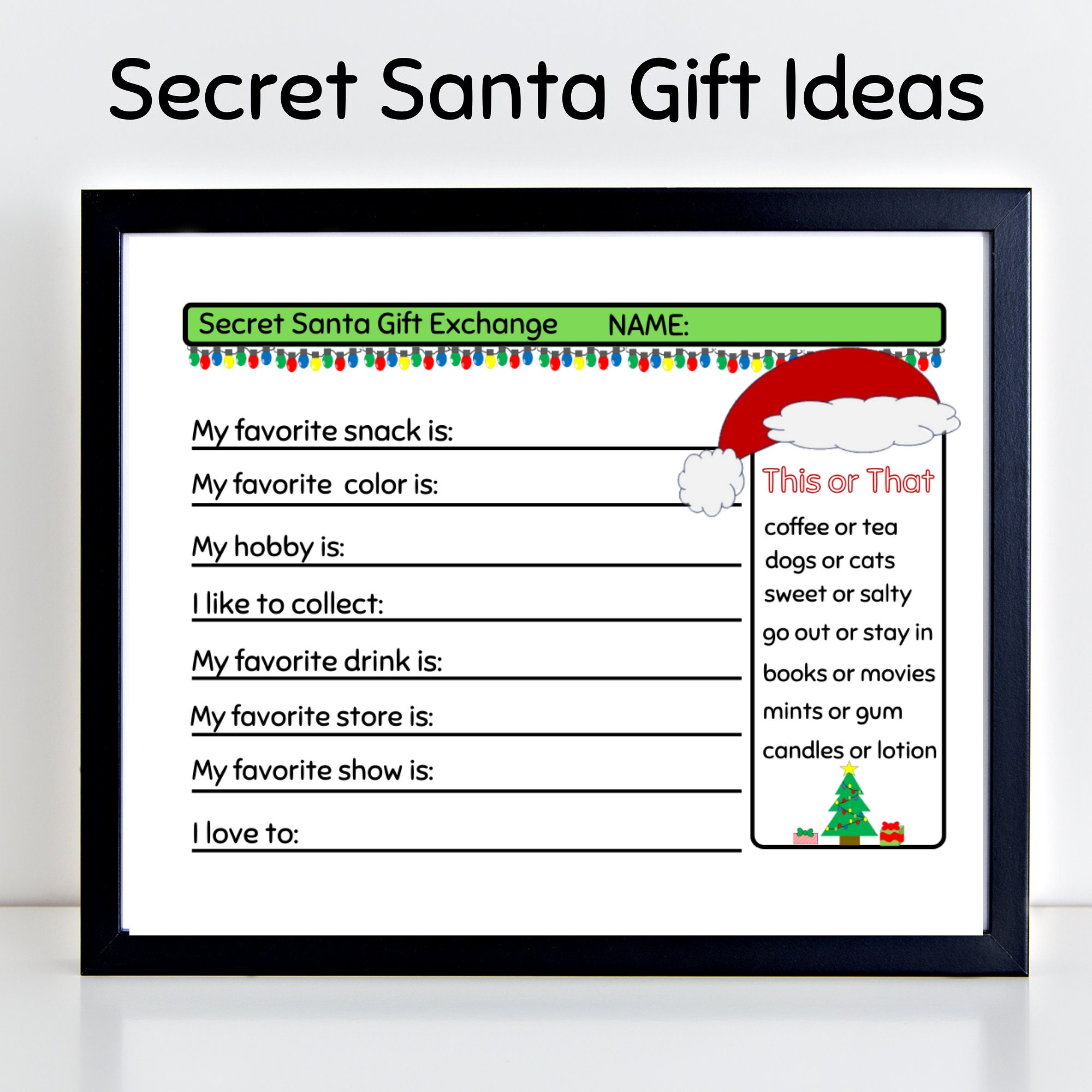 Cute Secret Santa Template Fun Printable Christmas Gift Adult Teen ...