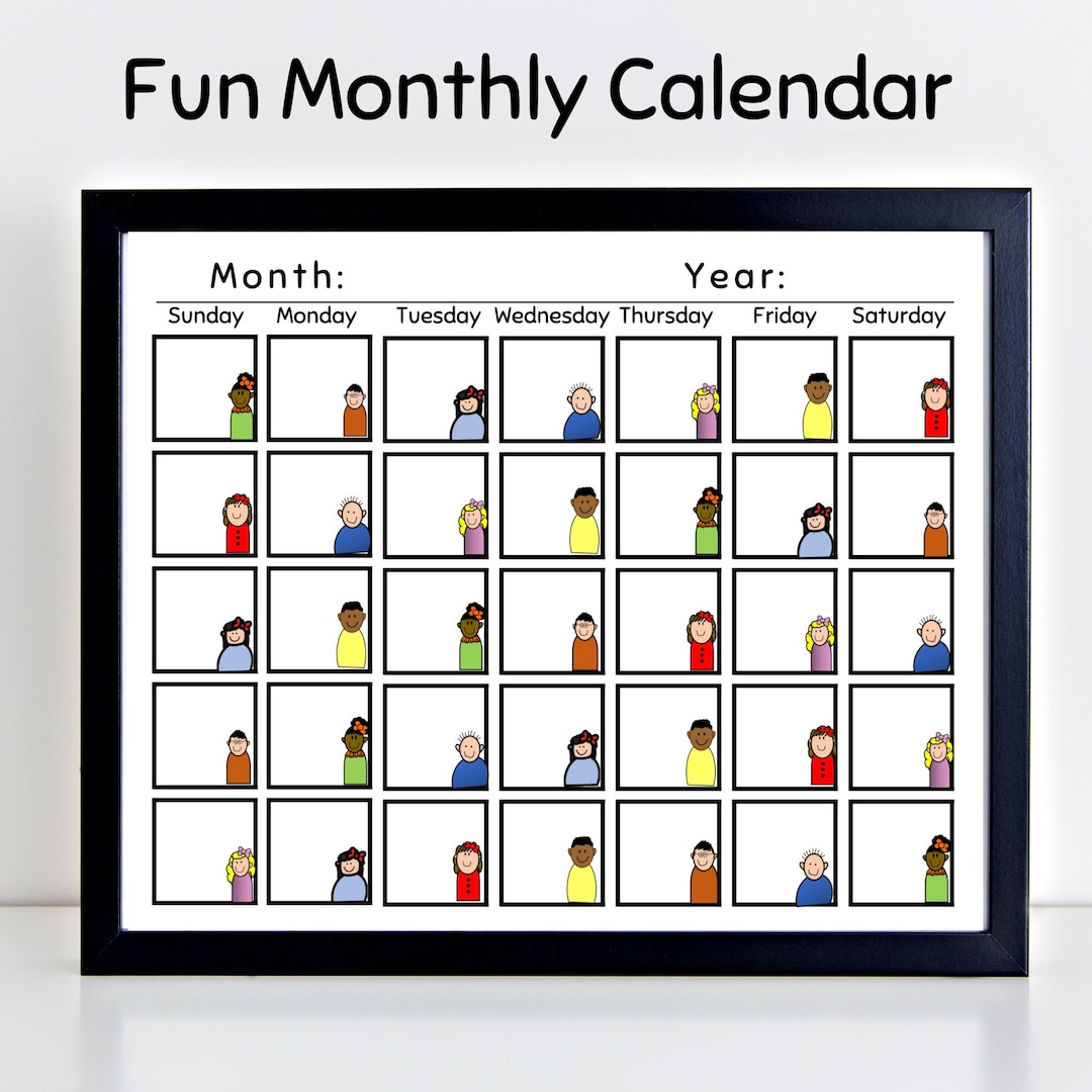 Downloadable Fun Kids Classroom Calendar Cute Monthly Kids - Etsy