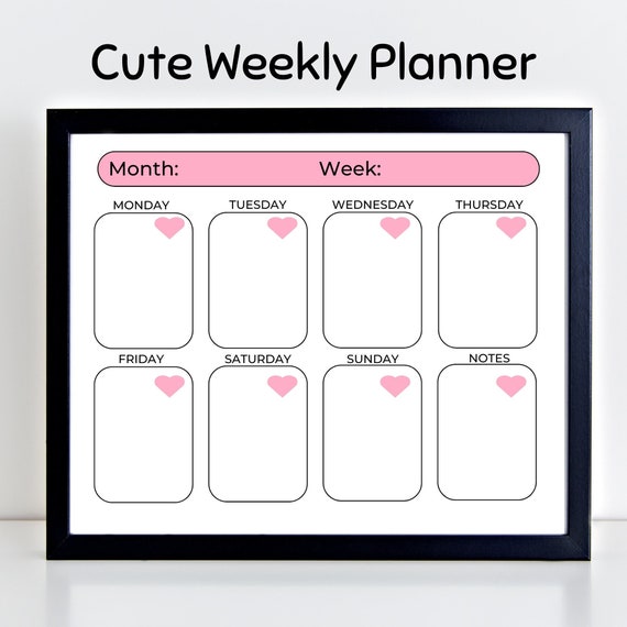 Cute Weekly Calendar Template Printable