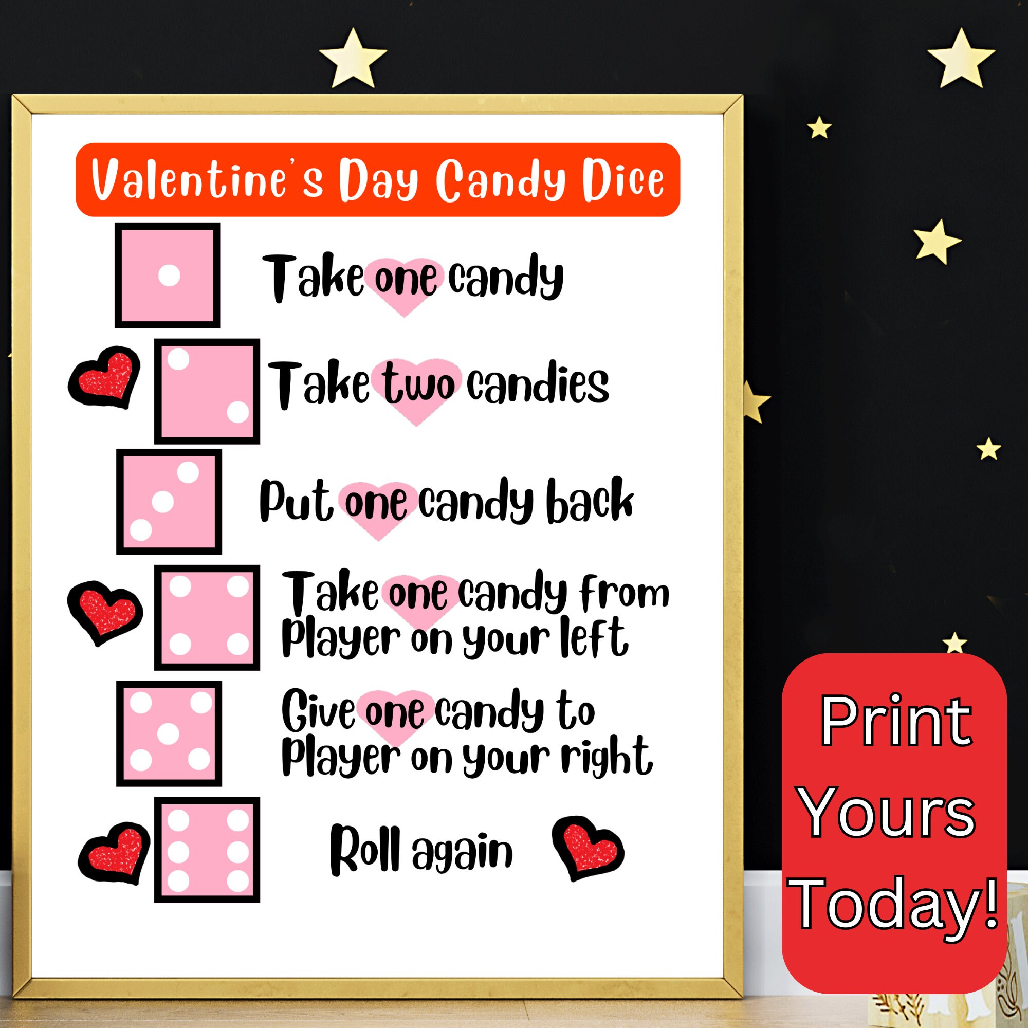 Valentine Candy Dice Game, Fun Candy Roll the Dice Game, Party ...