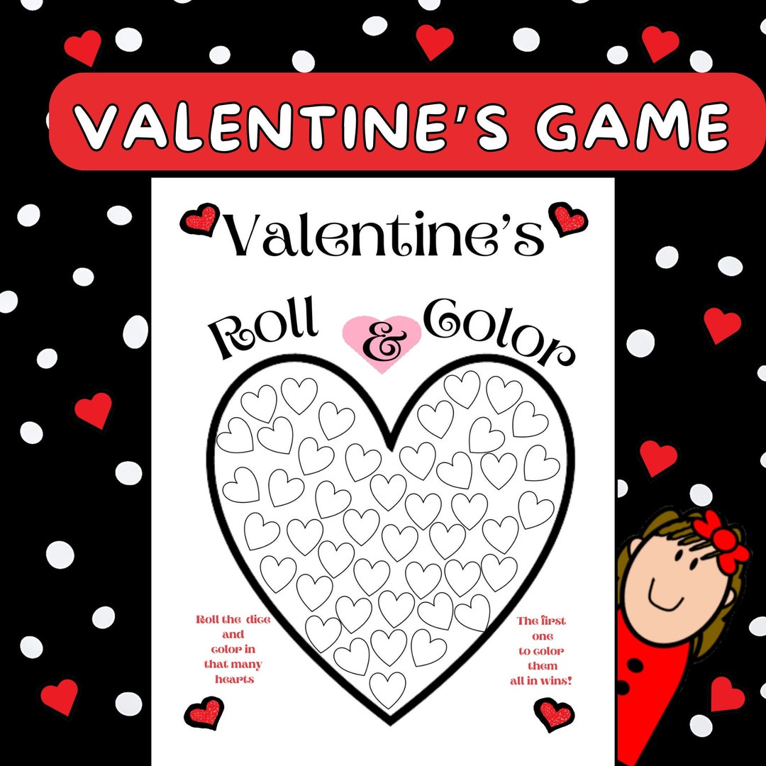 Game Fun Valentines Roll and Color Roll the Dice Group Game Printable ...