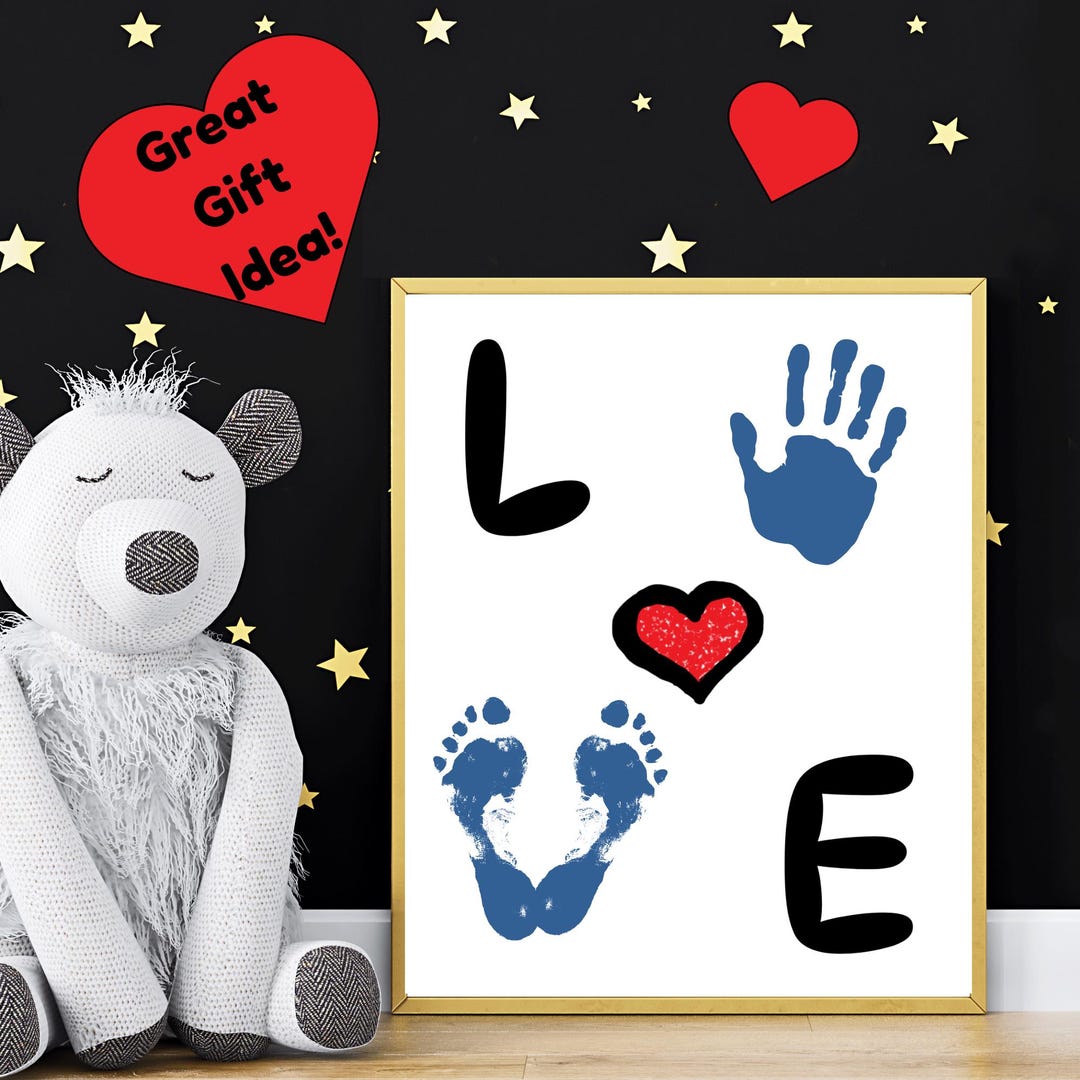 Love Handprint Footprint Art Print Cute Personalized Home Decor, Custom ...