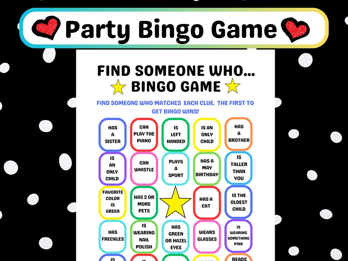 Fun KIDS Bingo Game Find the Guest Game Idea Mix and Mingle Bingo Party ...