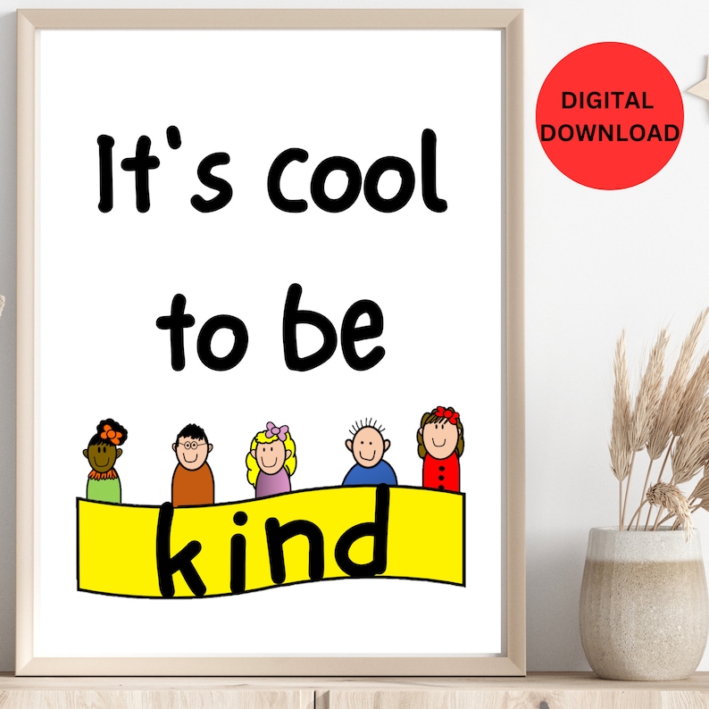 Cool to Be Kind Quote Printable Its Cool to Be Kind Wall Art Decor Kids ...