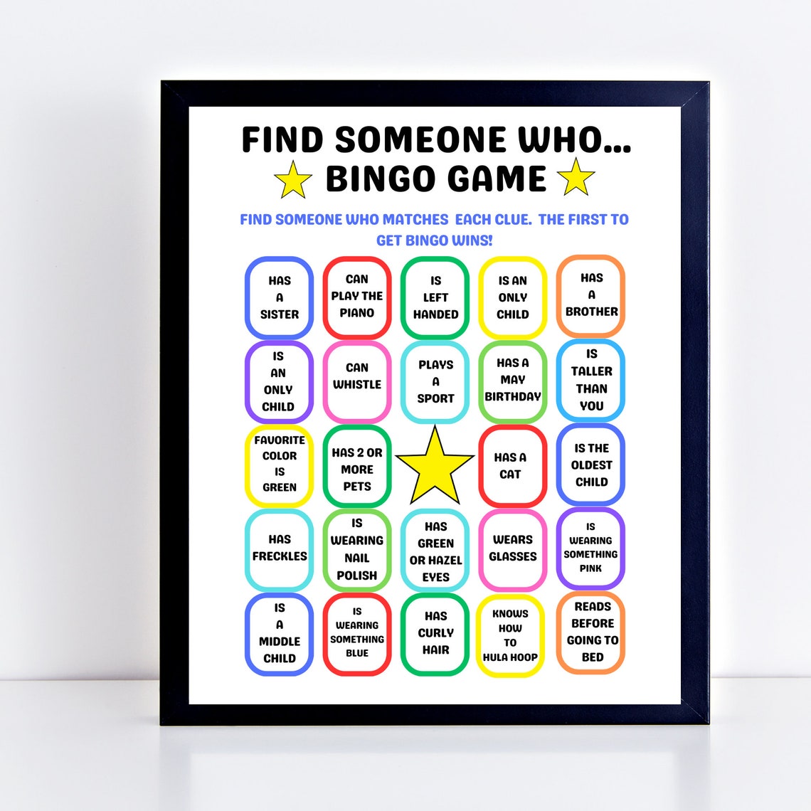 Fun KIDS Bingo Game Find the Guest Game Idea Mix and Mingle Bingo Party ...