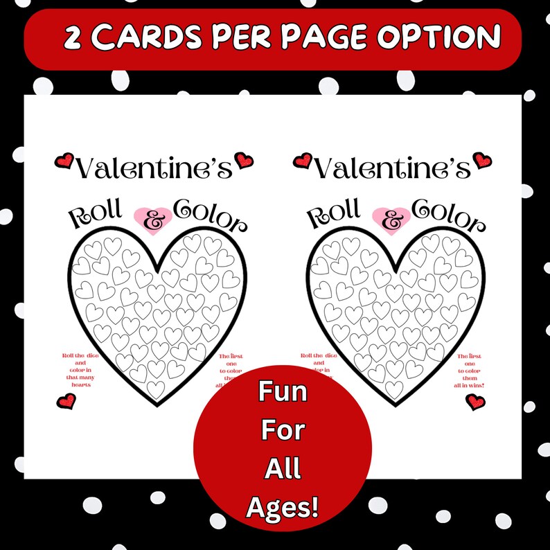 Game Fun Valentines Roll and Color Roll the Dice Group Game Printable ...