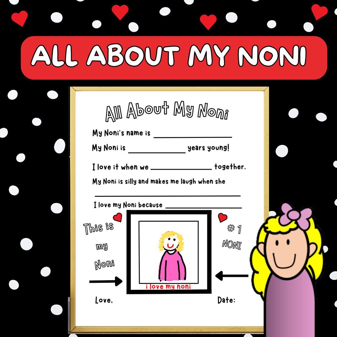 All About My Noni Printable Kids Craft & Keepsake for Noni - Etsy