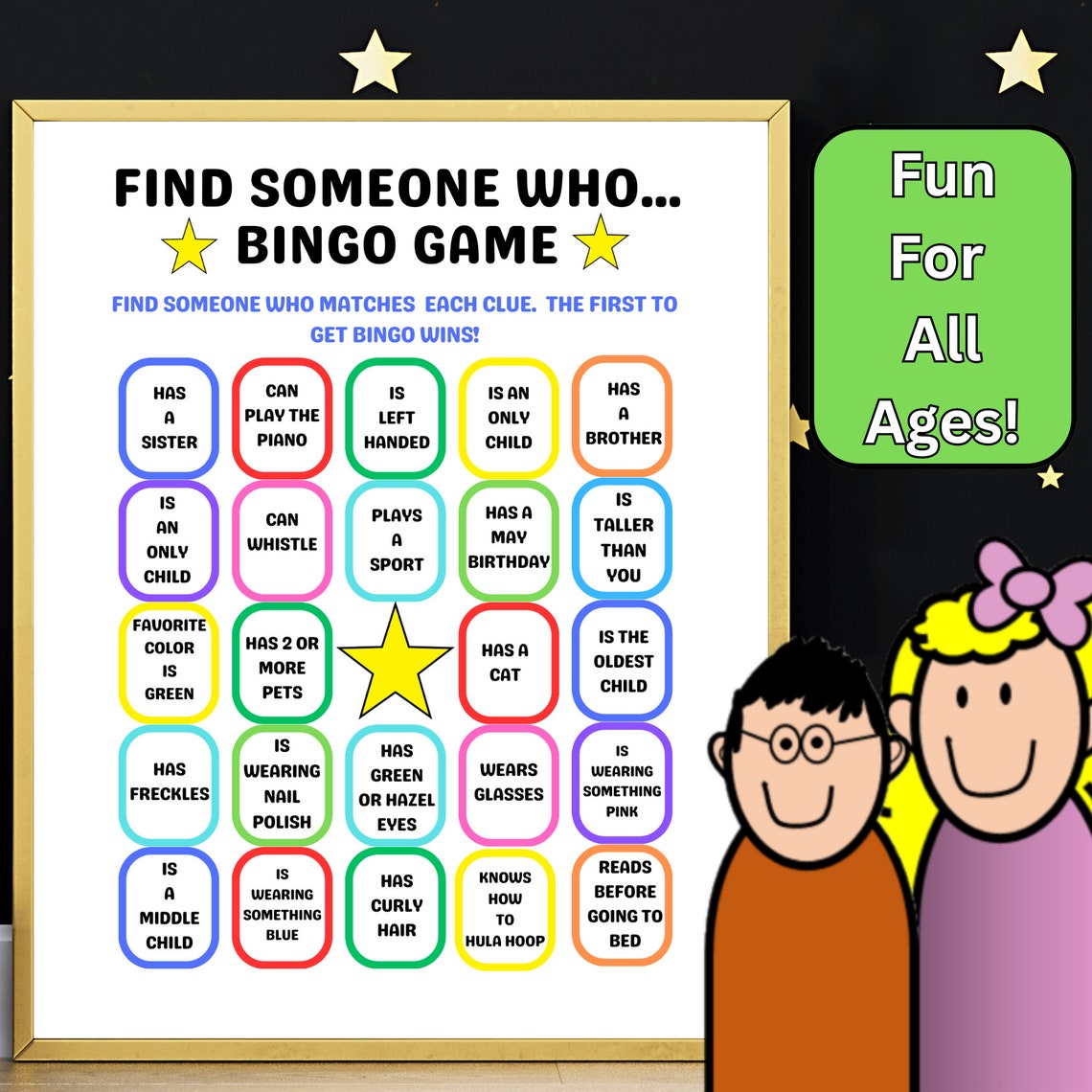 Fun KIDS Bingo Game Find the Guest Game Idea Mix and Mingle Bingo Party ...