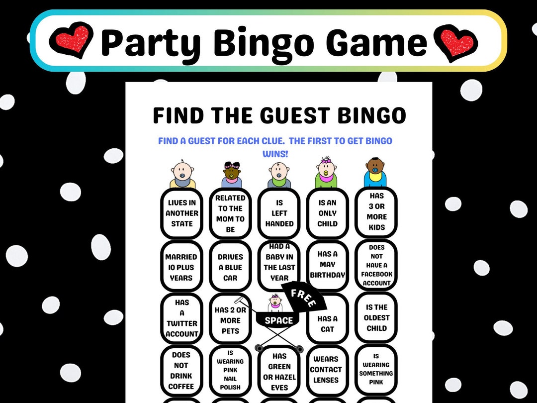BABY SHOWER Fun Adult Bingo Game Find the Guest Game Idea Mix & Mingle ...