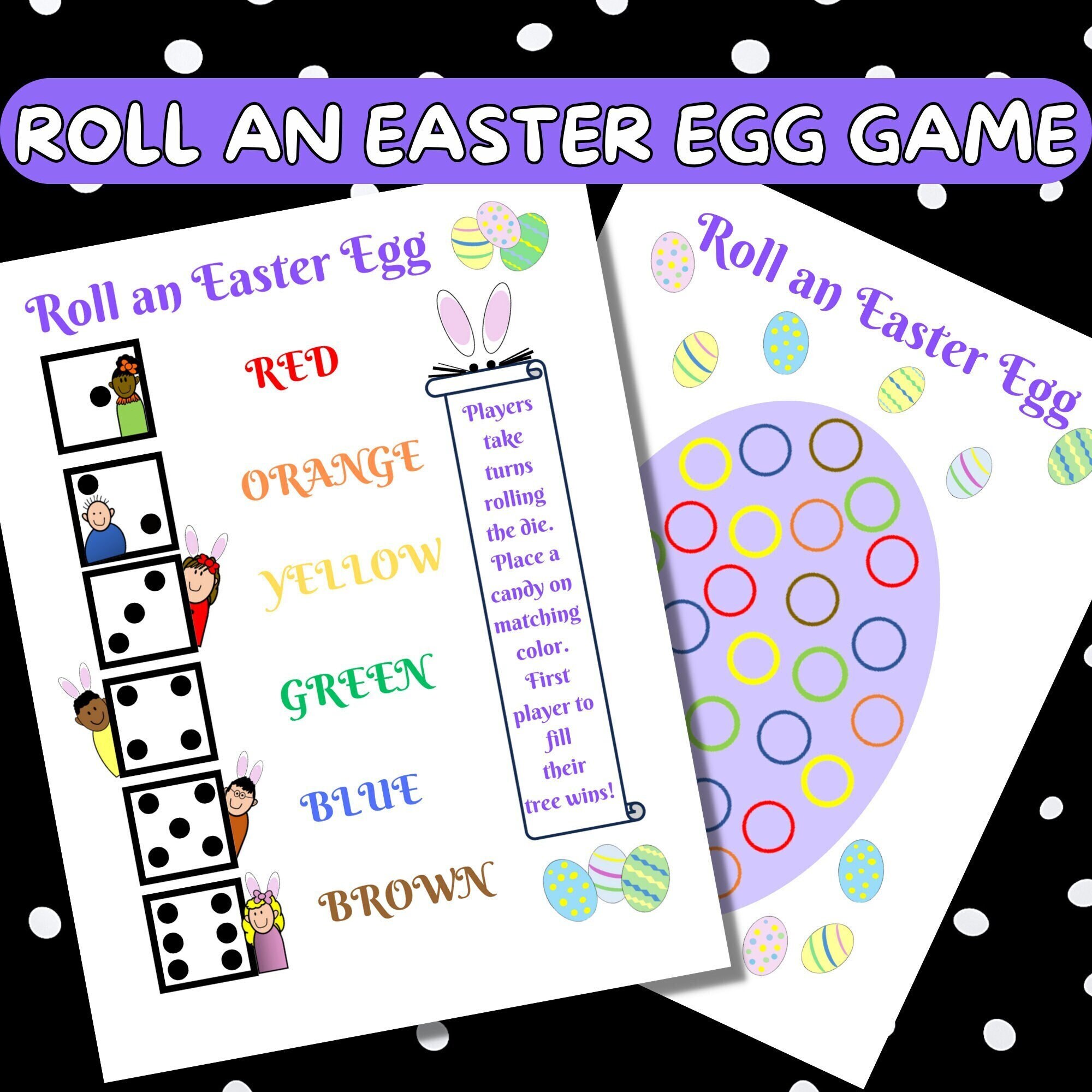 Roll an Easter Egg Game, Printable Easter Game for Kids, Easy Easter ...