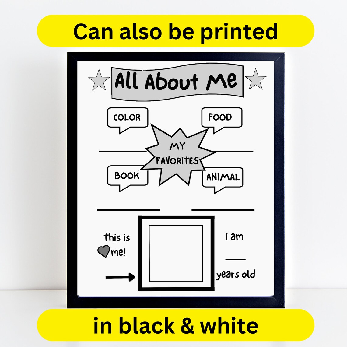 Fun, Easy & Cute Get to Know All About Me Printable Self Portrait All ...