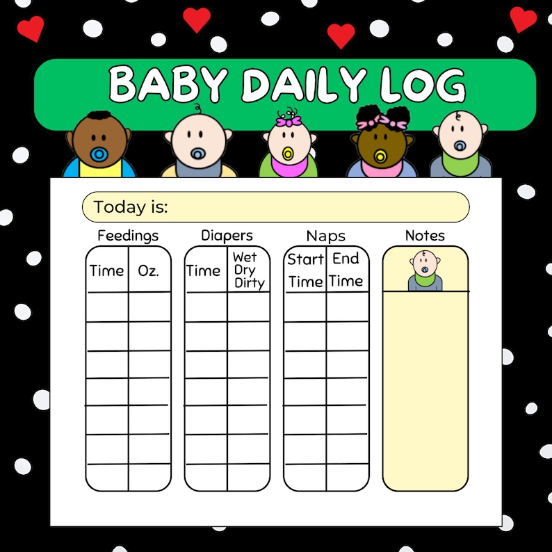 Printable Baby Log Newborn Care Tracker & Infant Schedule, Baby Feeding ...