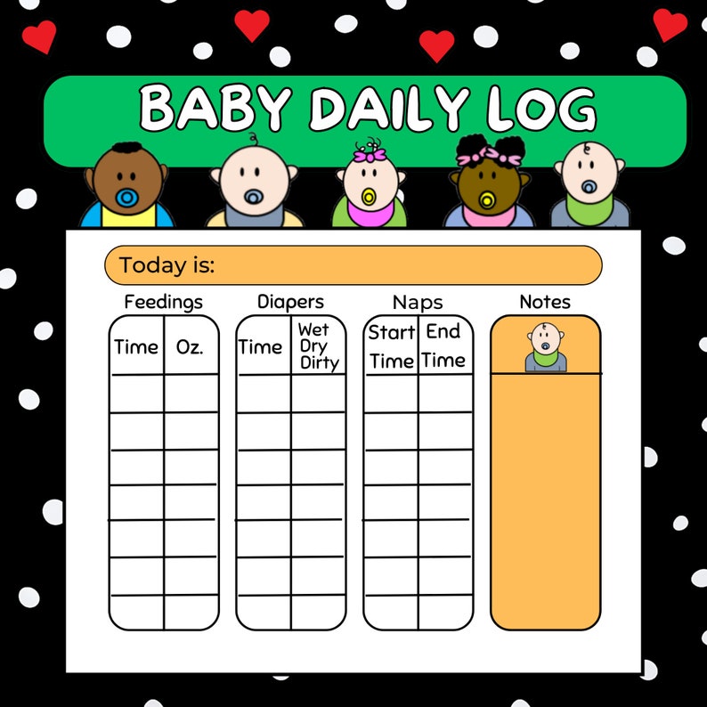 Infant Daily Log Baby Routine Babysitter Daycare Daily Sheets Baby Log ...