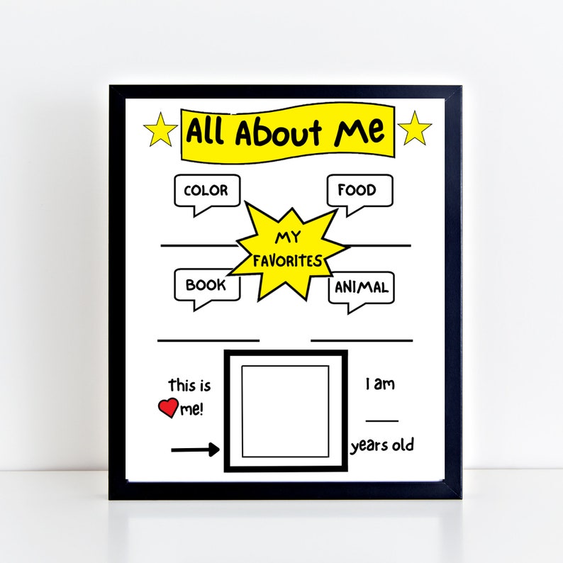 All About Me Poster Kids Template Favorite Things Back to School Get to ...