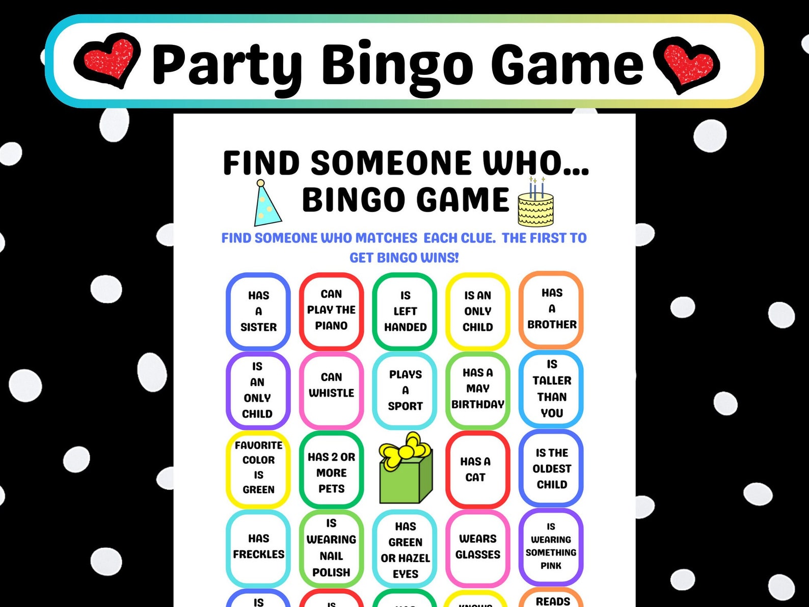 Kids Find the Guest Birthday Bingo Game – Fun Mix‑and‑mingle Printable ...