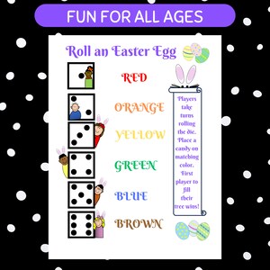 Cute, Fun and Easy! Roll an Easter Egg Game, Printable Easter Game for ...