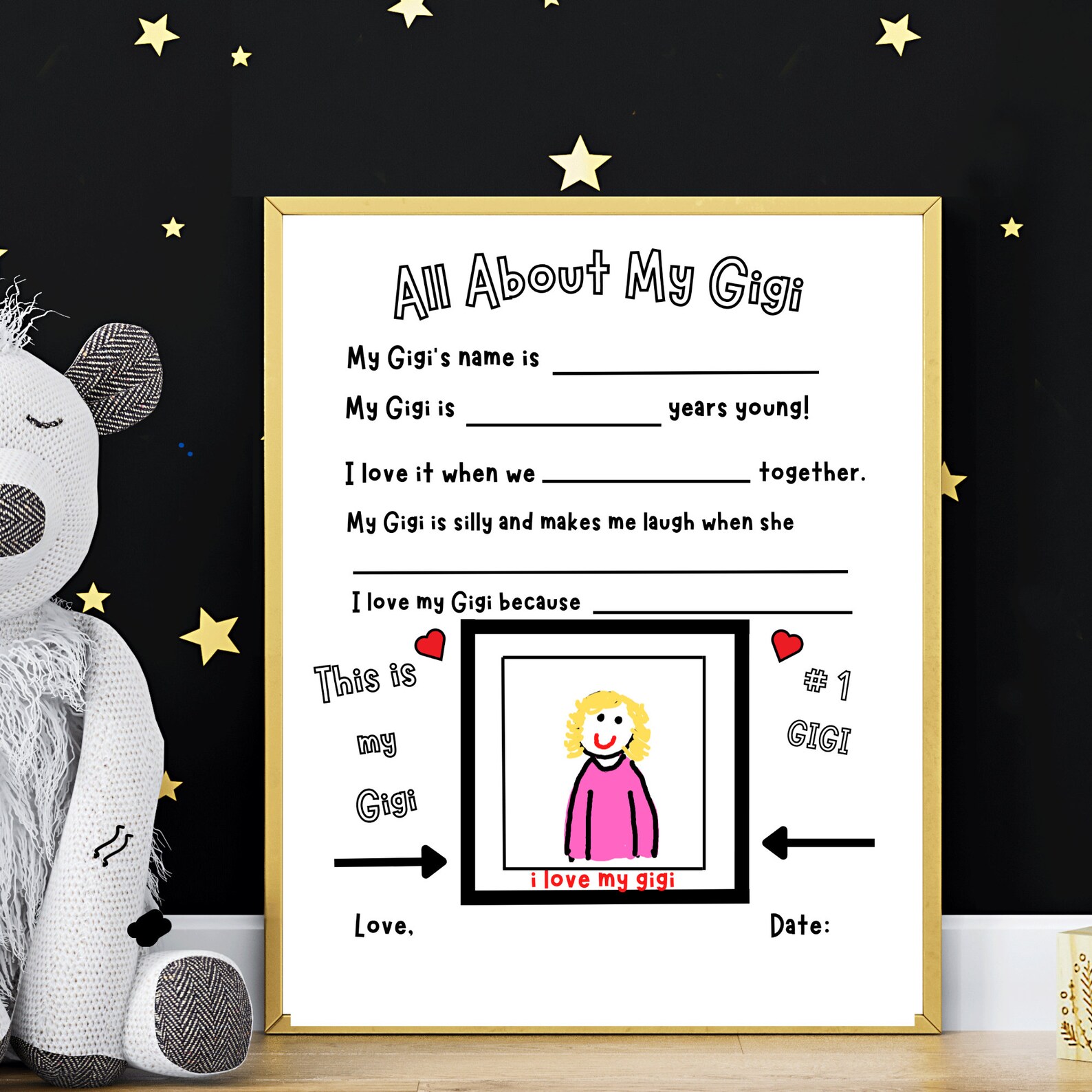 All About My Gigi Printable, I Love My Gigi Color Worksheet for Grandma ...