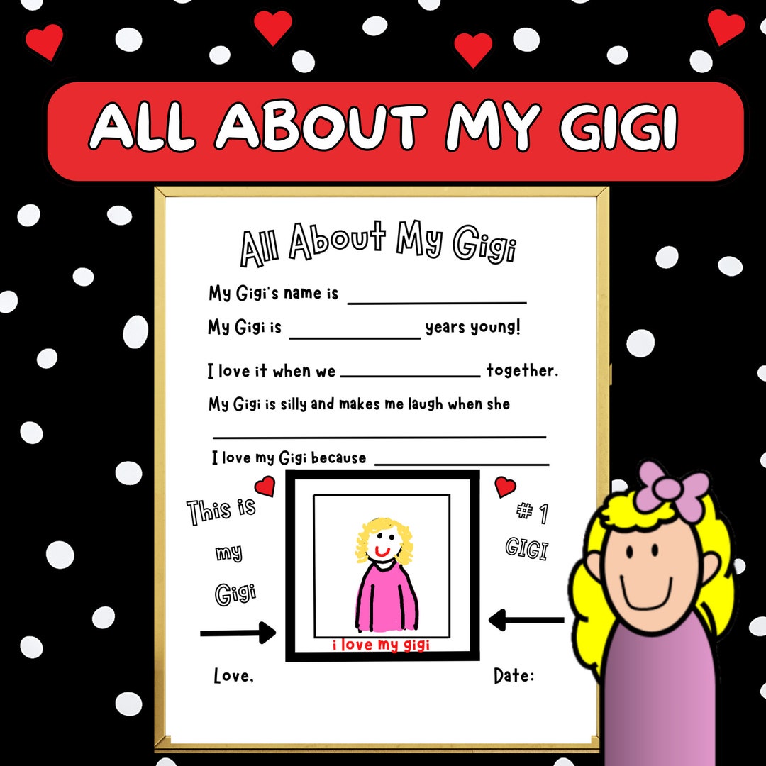 All About My Gigi – Personalized Portrait Coloring Page & Questionnaire | DIY Gift for ...