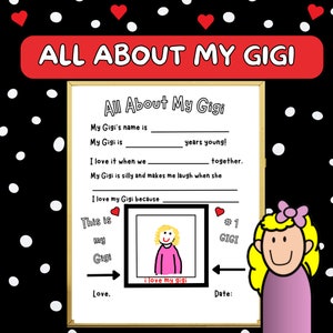 All About My Gigi Printable, I Love My Gigi Color Worksheet for Grandma ...