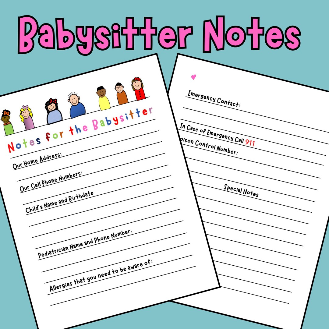 Babysitter Notes Printable – Babysitting Tracking Sheet - Etsy