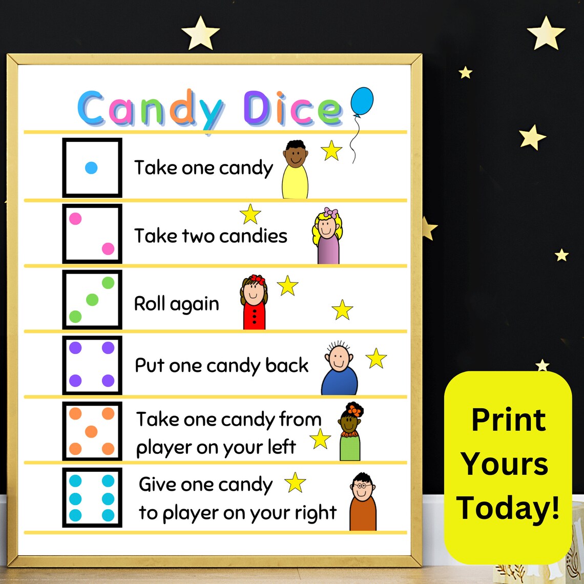 Kids Game Fun, Candy Roll the Dice, Birthday Candy Dice Game, Party ...