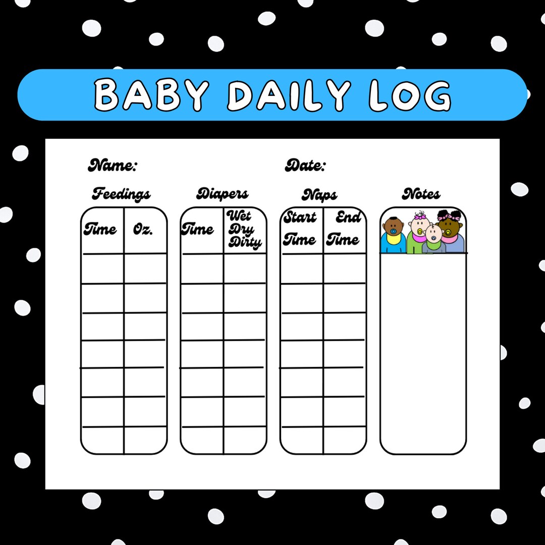 Cute Baby Daily Log Infant Daily Schedule Babysitter Form Daycare ... Cute Baby Daily Log Infant Daily Schedule Babysitter Form Daycare ...