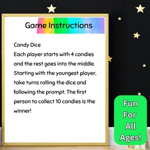 Kids Game Fun Candy Roll the Dice Girl Birthday Fun Candy Dice Game Kid ...