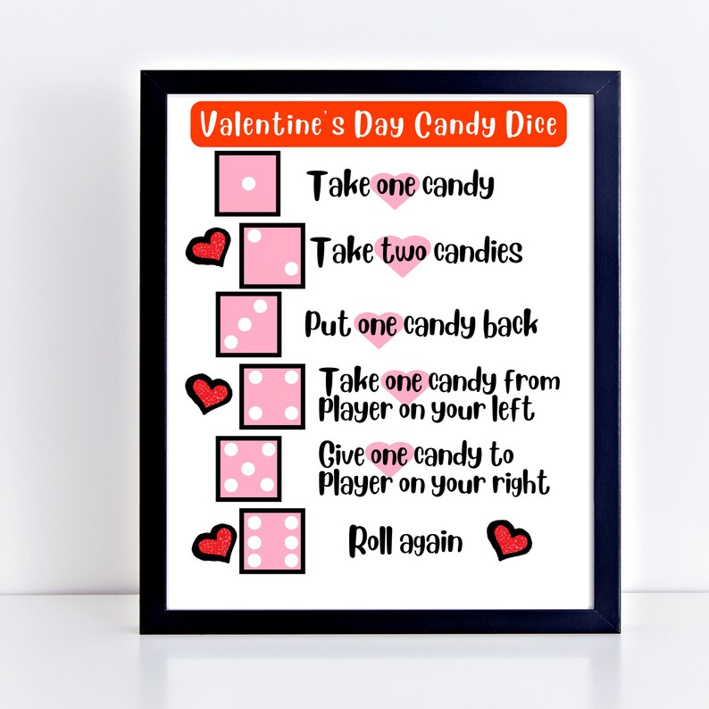 Valentine Candy Dice Game, Fun Candy Roll the Dice Game, Party ...