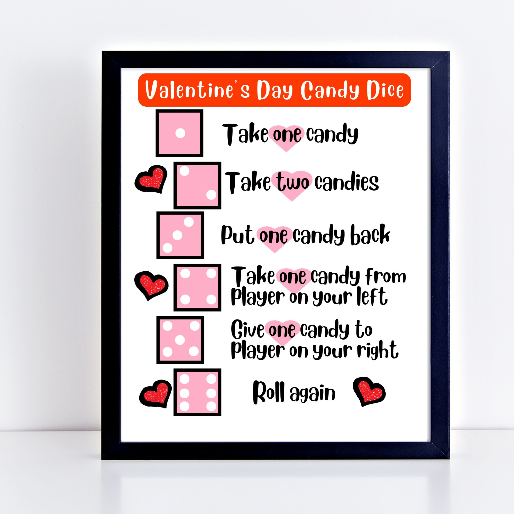 Valentine's Day Game Fun Candy Roll the Dice for Candy Valentine Candy ...