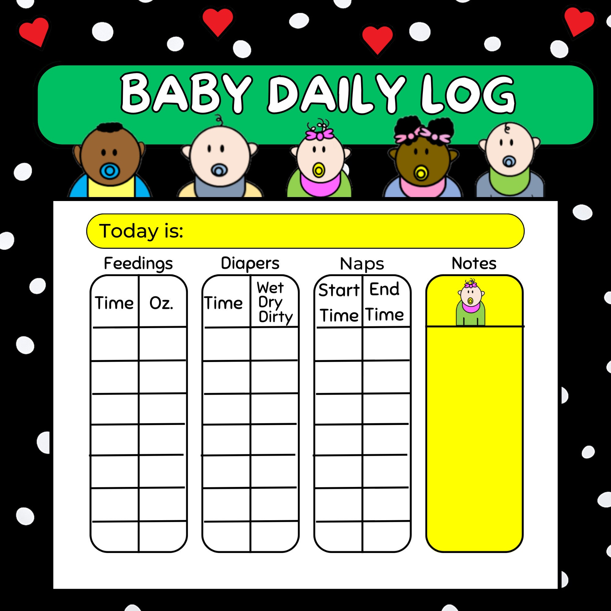 Baby Daily Log Printable Infant Daily Schedule and Babysitter Report ...