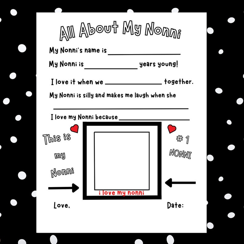 All About My Nonni Printable, I Love My Nonni, Color Worksheet Grandma ...