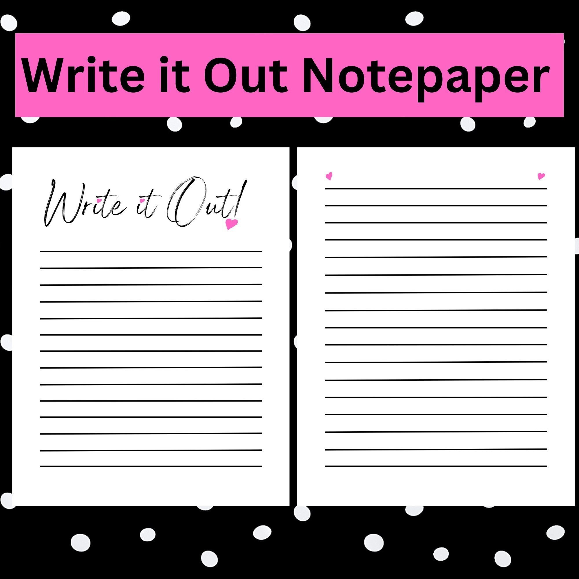 Write It Down Notepaper Printable Lined Notes Write It Out Writing ...