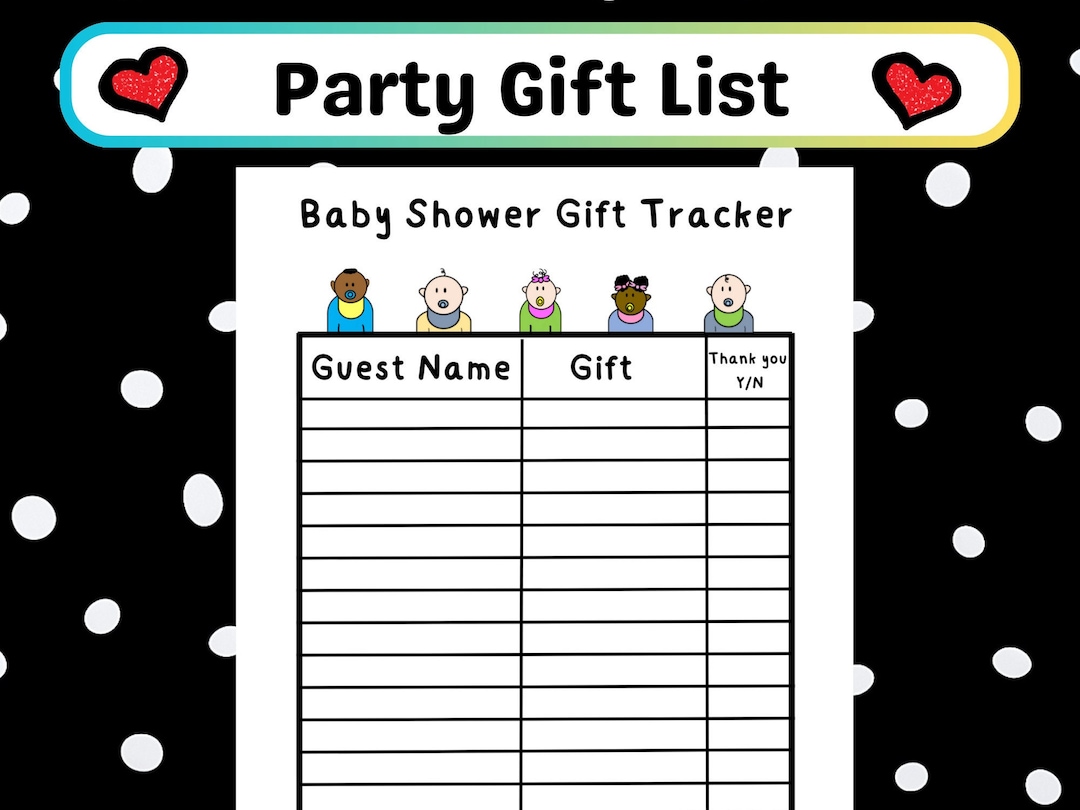 Baby Shower Gift Tracker Printable • Baby Gift List & Thank‑you ...