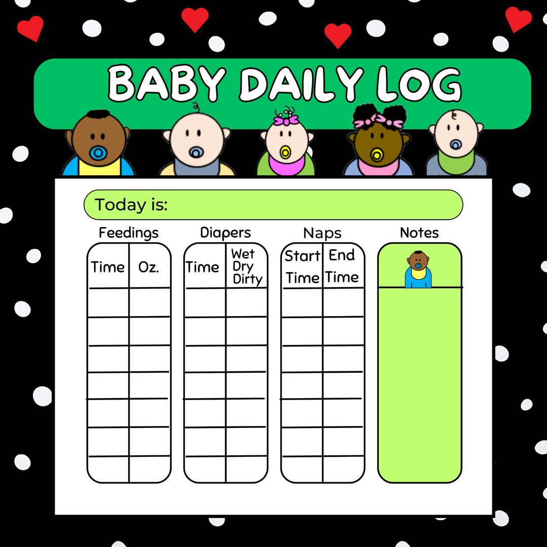 Infant Daily Log & Diaper Log | Baby Feeding Chart for Infants - Etsy